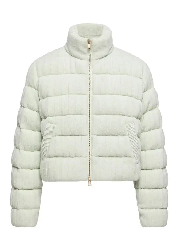 Moncler Wool Cashmere Blend Padded Cardigan - Light Green