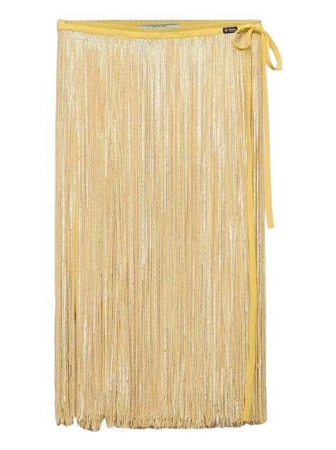 Prada Sequined Fringe Wrap Skirt - Cream