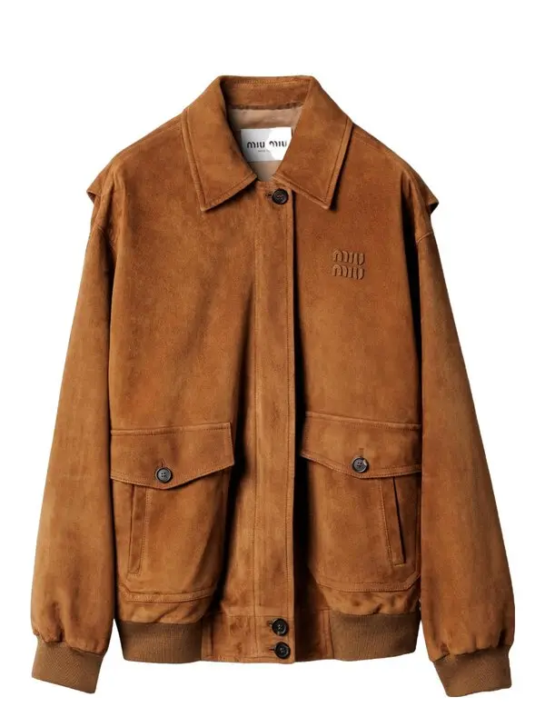Miu Miu Zip-up Blouson Jacket With Flap Pockets - Cinnamon