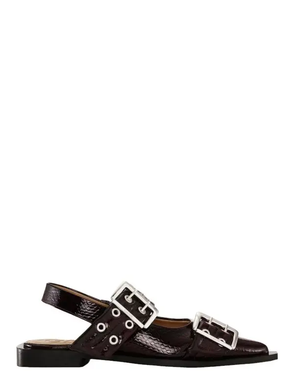 GANNI Buckle Pointed-toe Ballet Flats - Red