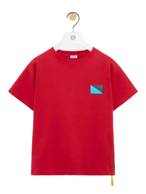Loewe Cotton Blend T-shirt With Leather Patch - Red