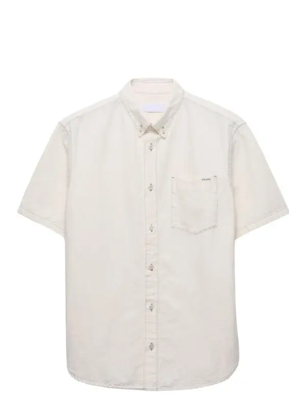 Prada Short-sleeved Chambray Shirt - White