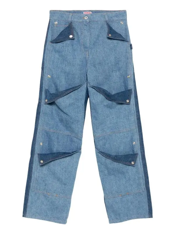 Kenzo Japanese Denim Multipocket Cargo Jeans - Blue