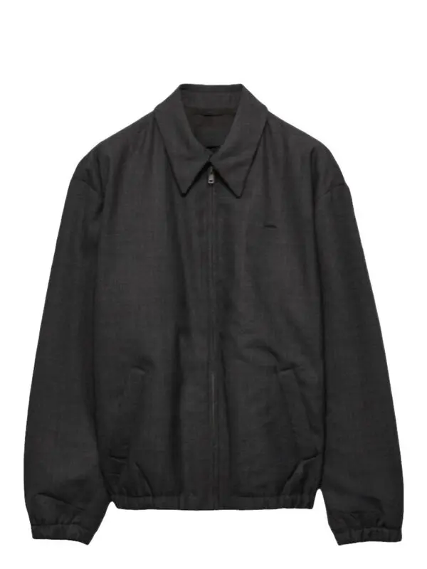 Prada Wool Blouson Jacket With Zip Closure - Charcoal