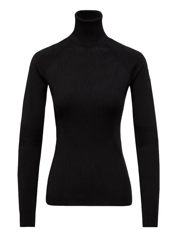 Moncler Ribbed Wool Blend High Neck Jumper - Black