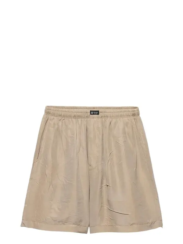 Prada Silk Bermuda Shorts - Limestone
