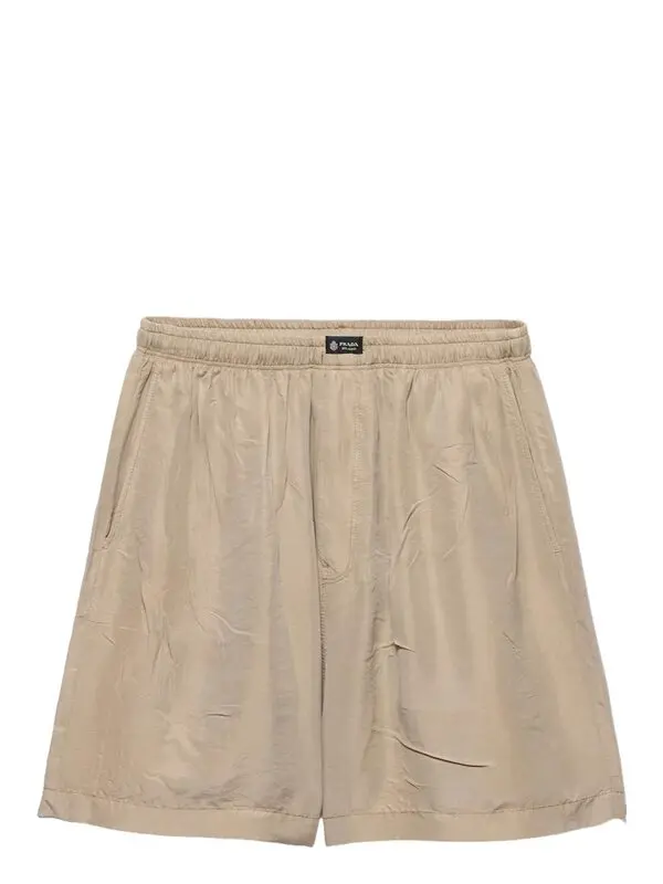 Prada Silk Bermuda Shorts - Limestone
