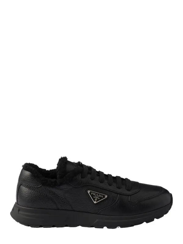 Prada Triangle Logo Lace-up Sneakers - Black