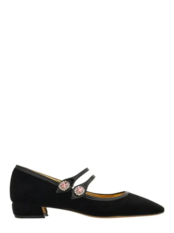 FERRAGAMO Embellished Velvet Mary Jane - Black