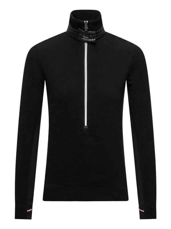 Moncler Half-zip Polo Neck Long Sleeve Top - Black