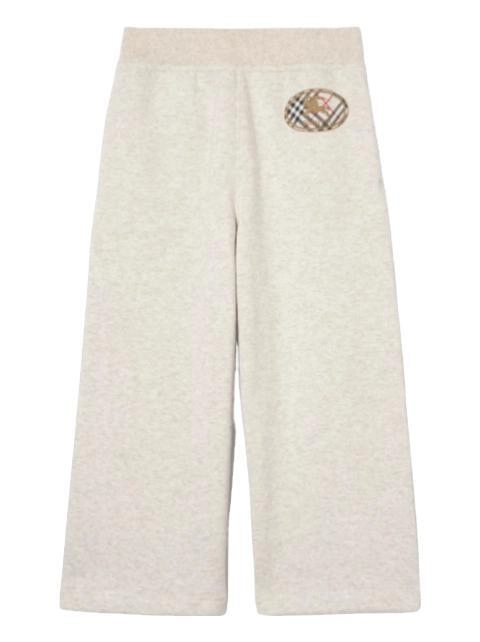 Burberry Check Knight Stamp Cotton Jogging Pants - White Blend