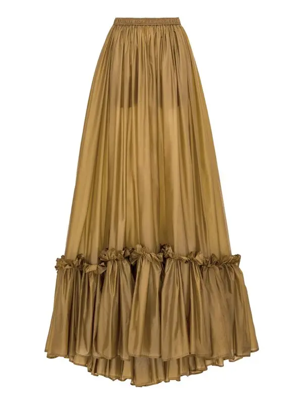 Saint Laurent Nylon Ruffled Maxi Skirt - No