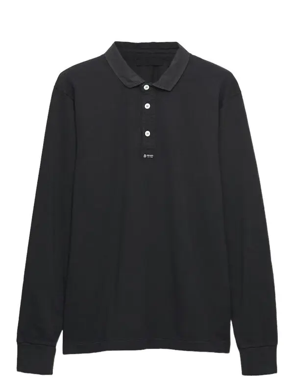 Prada Long-sleeved Cotton Polo Shirt - Anthracite