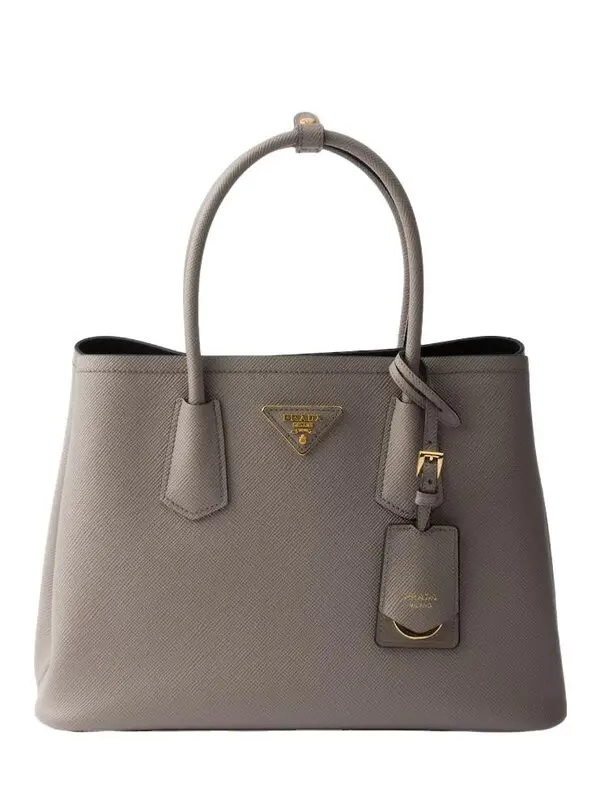 Prada Double Medium Saffiano Leather Bag - Clay/black
