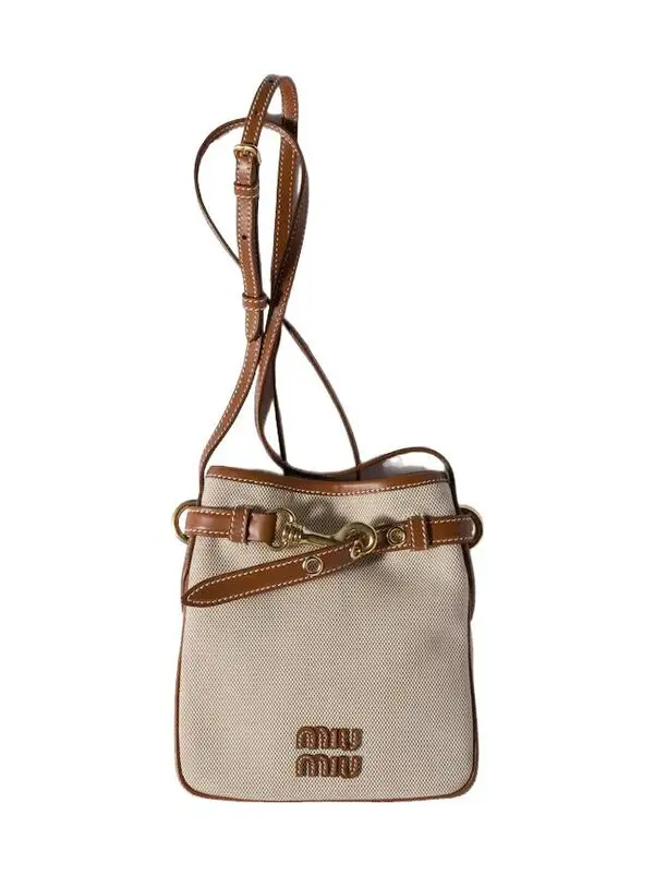 Miu Miu Canvas And Leather Pouch - Nude