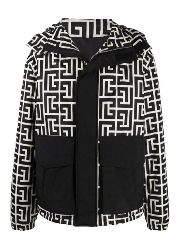 Balmain All-over Monogram Padded Jacket - Black