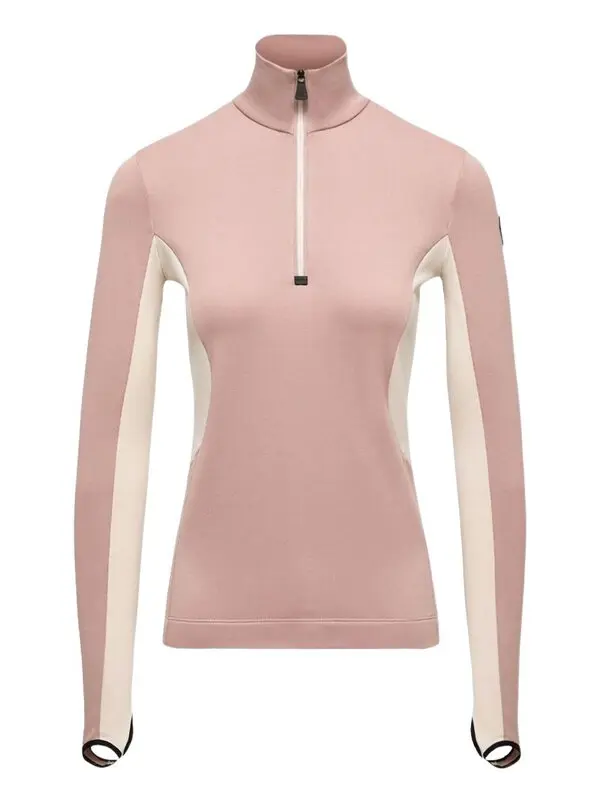 Moncler Polartec Half-zip Turtleneck With Tricolor Details - Pink