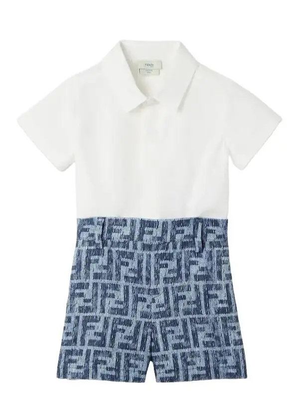 Fendi Baby Playsuit With Ff Logo Print - Multicolour
