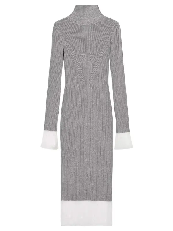 Sportmax Layered Ribbed Midi Dress - Medium Gray