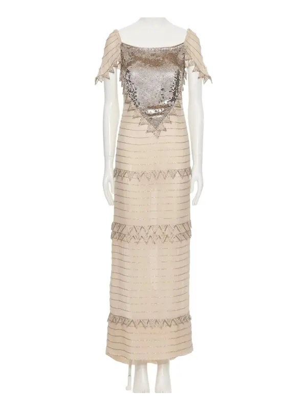Valentino Garavani Striped Sequin Embellished Gown - Nude