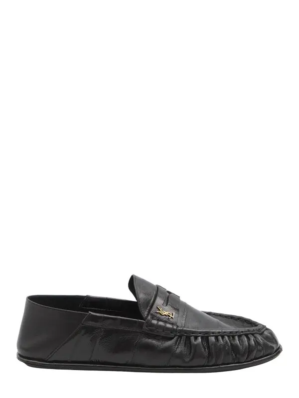 Saint Laurent Logo Plaque Slip-on Loafers - Black