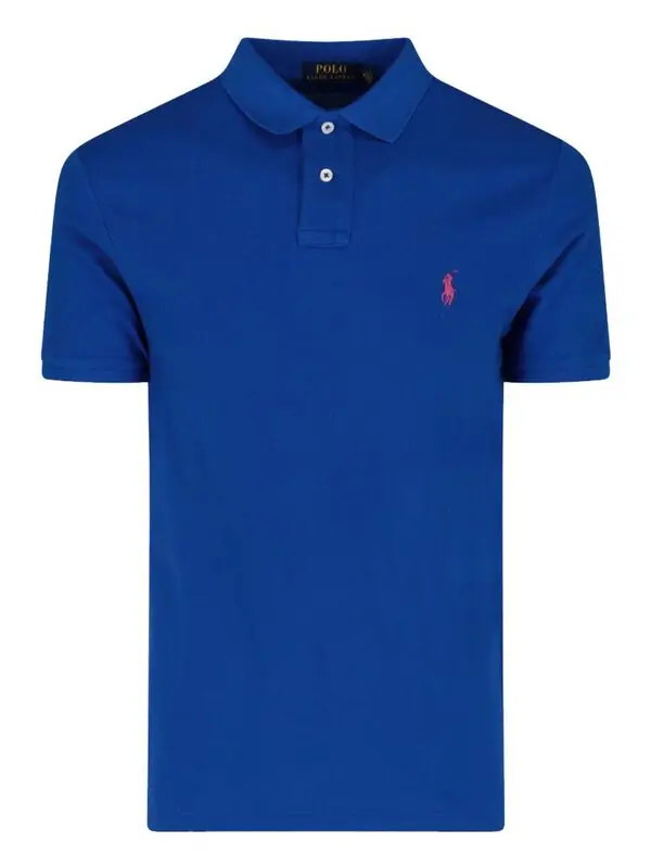 Polo Ralph Lauren Logo-embroidered Straight Hem Polo Shirt - Blue