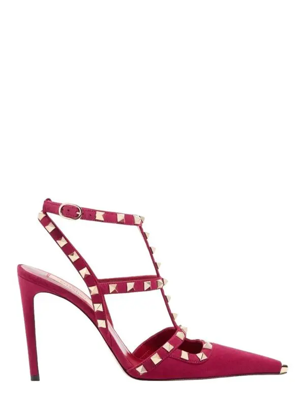 Valentino Garavani Rockstud Suede Pumps 100mm - Red