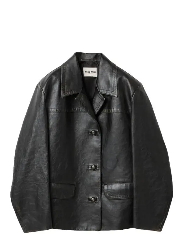 Miu Miu Leather Jacket - Black
