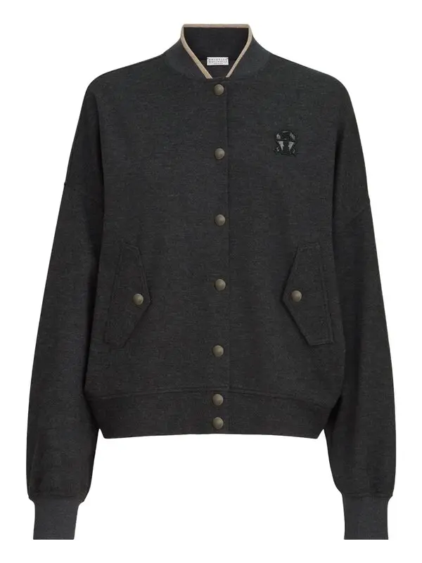 Brunello Cucinelli Logo Patch Bomber Jacket - Anthracite