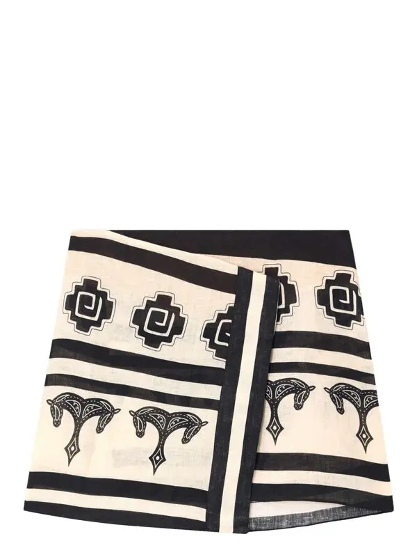 Johanna Ortiz Printed Linen Mini Skirt - Black