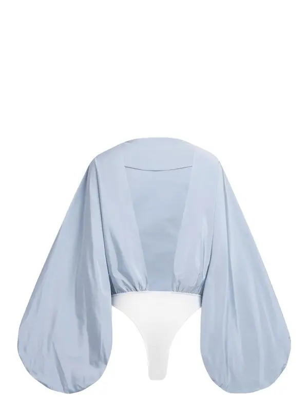 Alaïa Taffeta Bodysuit With Balloon Sleeves - Blue