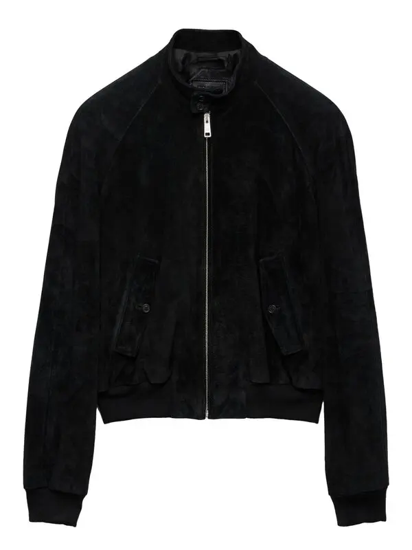 Prada Zip-up Bomber Jacket With Logo Detail - Black