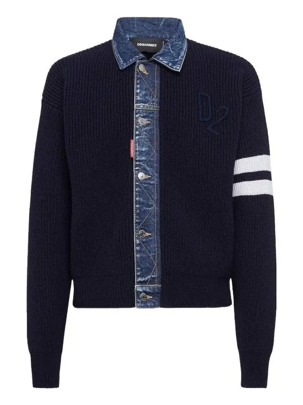 Dsquared2 Denim Mix Cardigan - Blue