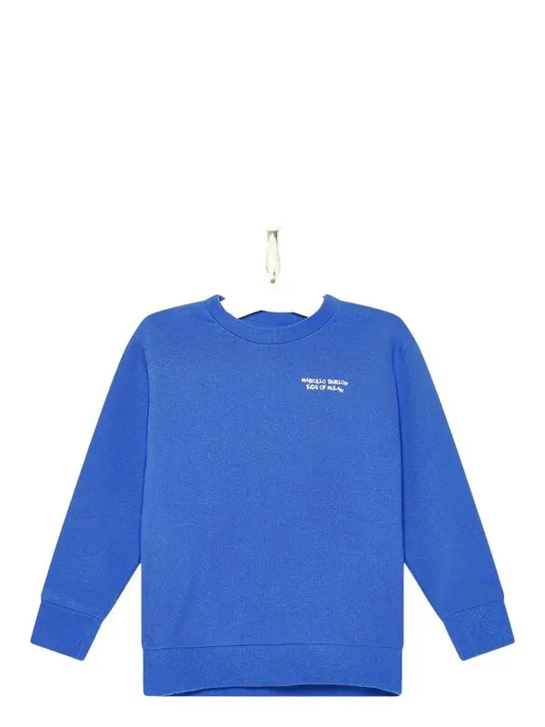 MARCELO BURLON COUNTY OF MILAN Long-sleeved Round Neck Sweater - Blue