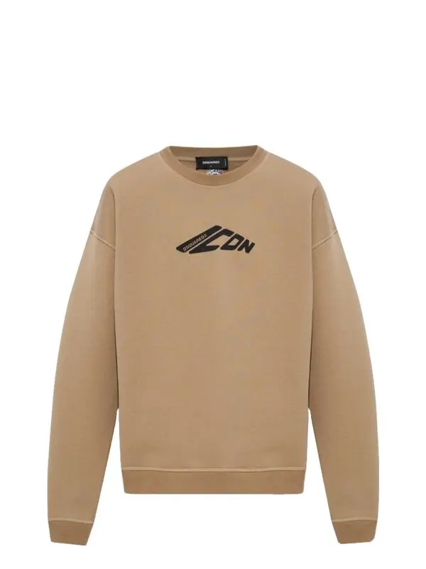 Dsquared2 Icon Logo Printed Crewneck Sweatshirt - Beige