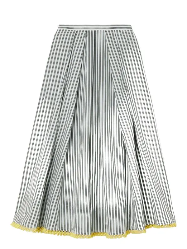 Rosie Assoulin A-line Striped Skirt With Lace Embellishment - Gray