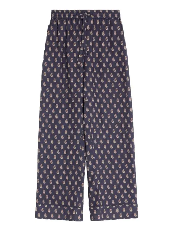 Valentino Garavani Lightweight Printed Linen Trousers - Black