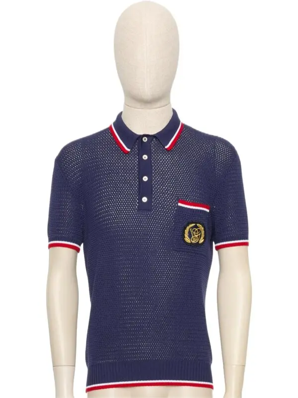 Valentino Garavani Cotton Polo Shirt With Vg Patch - Blue