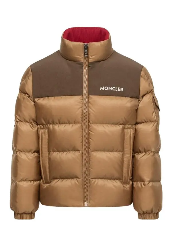 Moncler Quilted Down Jacket With Stand Collar - Beige