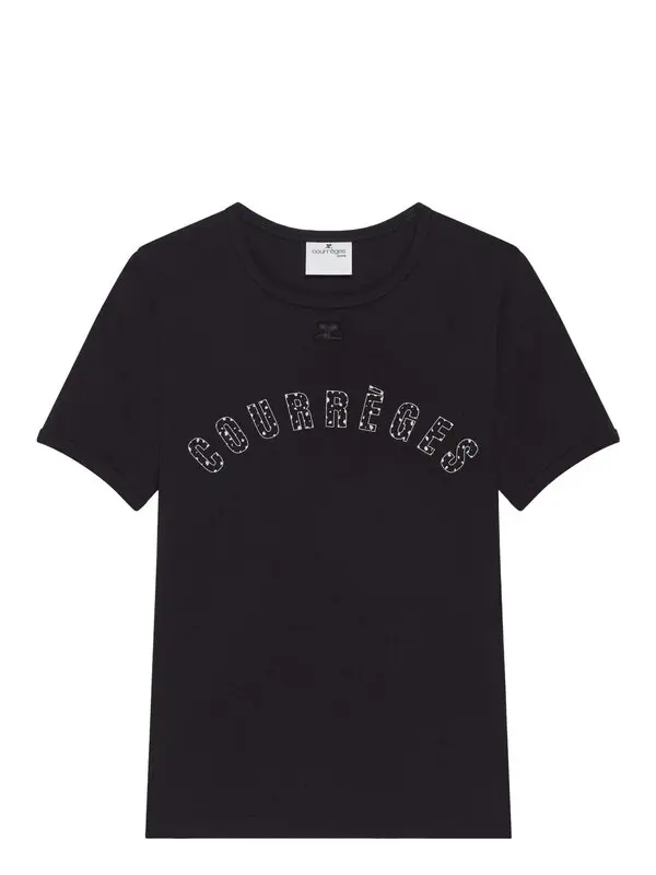 COURREGES Medusa Logo Print T-shirt - Black