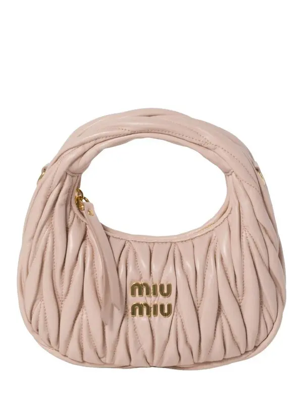 Miu Miu Wander Matelassé Nappa Leather Hobo Mini Bag - Pink