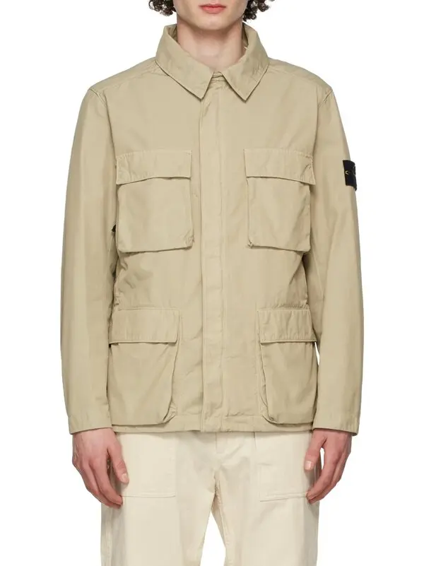 Stone Island Logo Patch Zipped Field Jacket - Beige