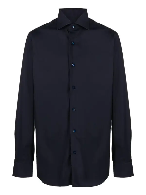BARBA NAPOLI Classic-collar Poplin Shirt - Black