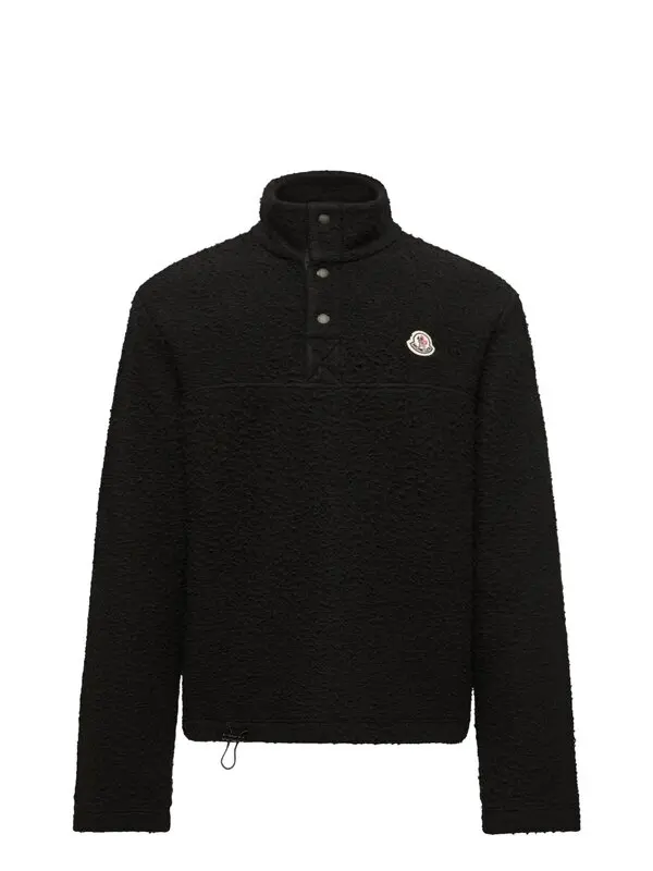 Moncler Logo Patch Stand Collar Knit Sweatshirt - Black