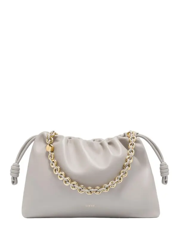 Loewe Flamenco Large Drawstring Purse Bag - Shell Grey