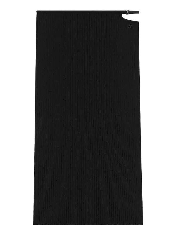 COURREGES Courrèges Logo Embroidered Knitted Midi Skirt - Black