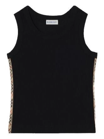 Burberry Check Trim Stretch Cotton Vest - Black