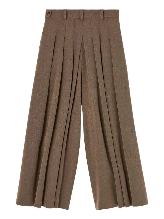 Loro Piana Liddy Pleated Midi Skirt - Brown