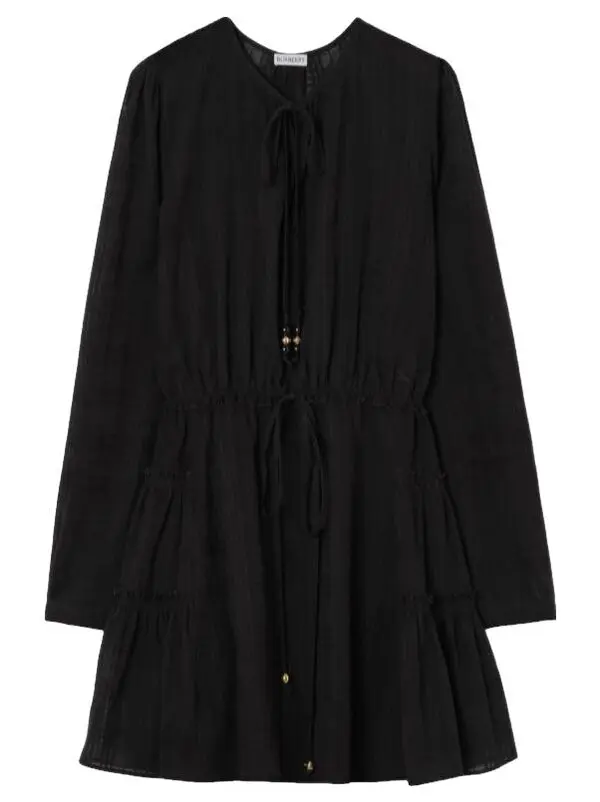 Burberry Check Cotton Voile Mini Dress - Black