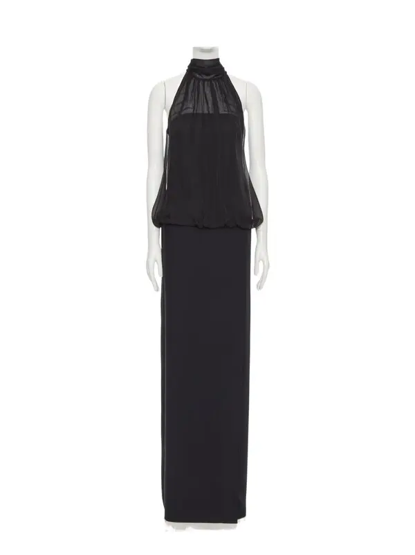 Valentino Garavani Sleeveless High Neck Gown With Tie Detail - Black